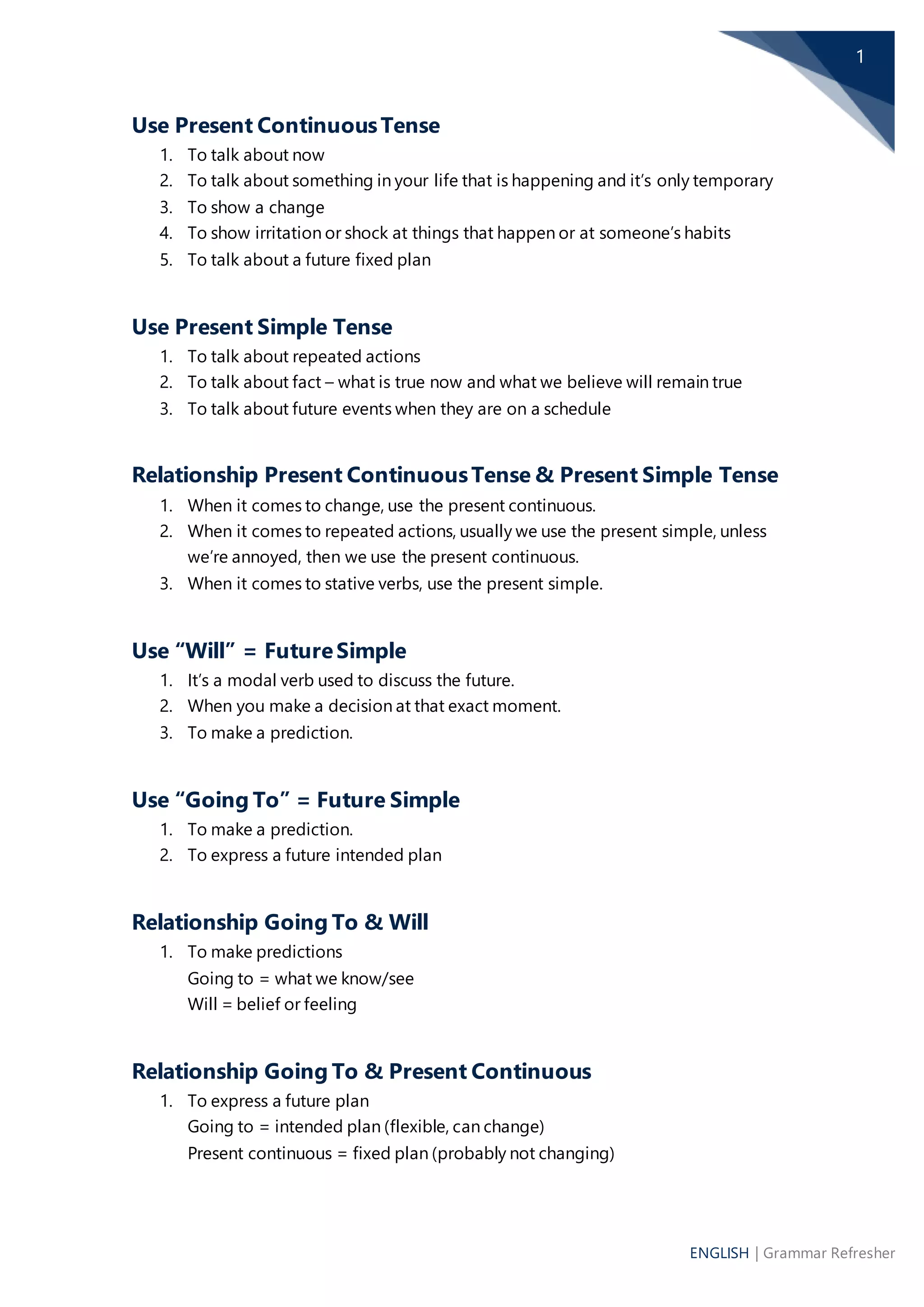 Use present continuous tense | DOCX
