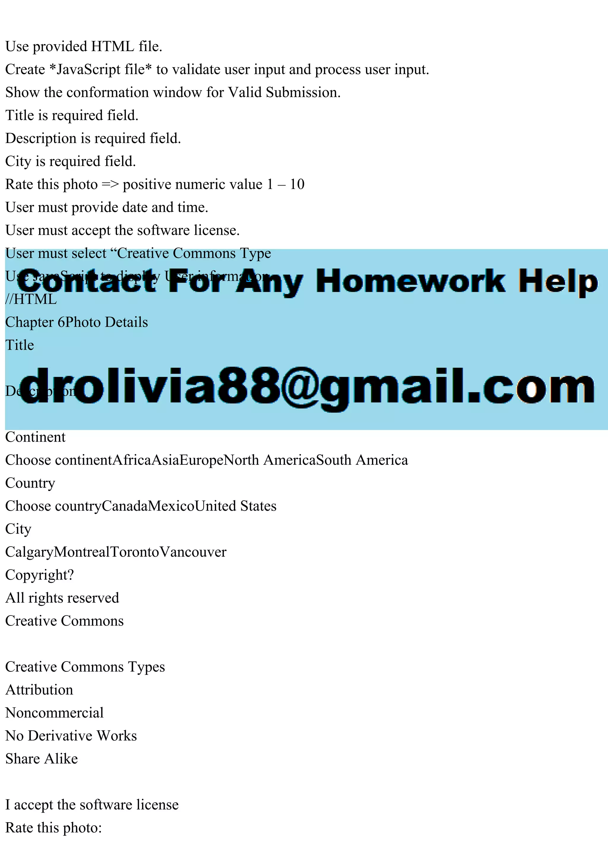 Use Provided Html Filecreate Javascript File To Validate User Ipdf