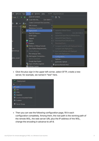 Use PyCharm for remote debugging of WSL on a Windo cf5c162d672e4e58b4dde5d797925f37.pdf