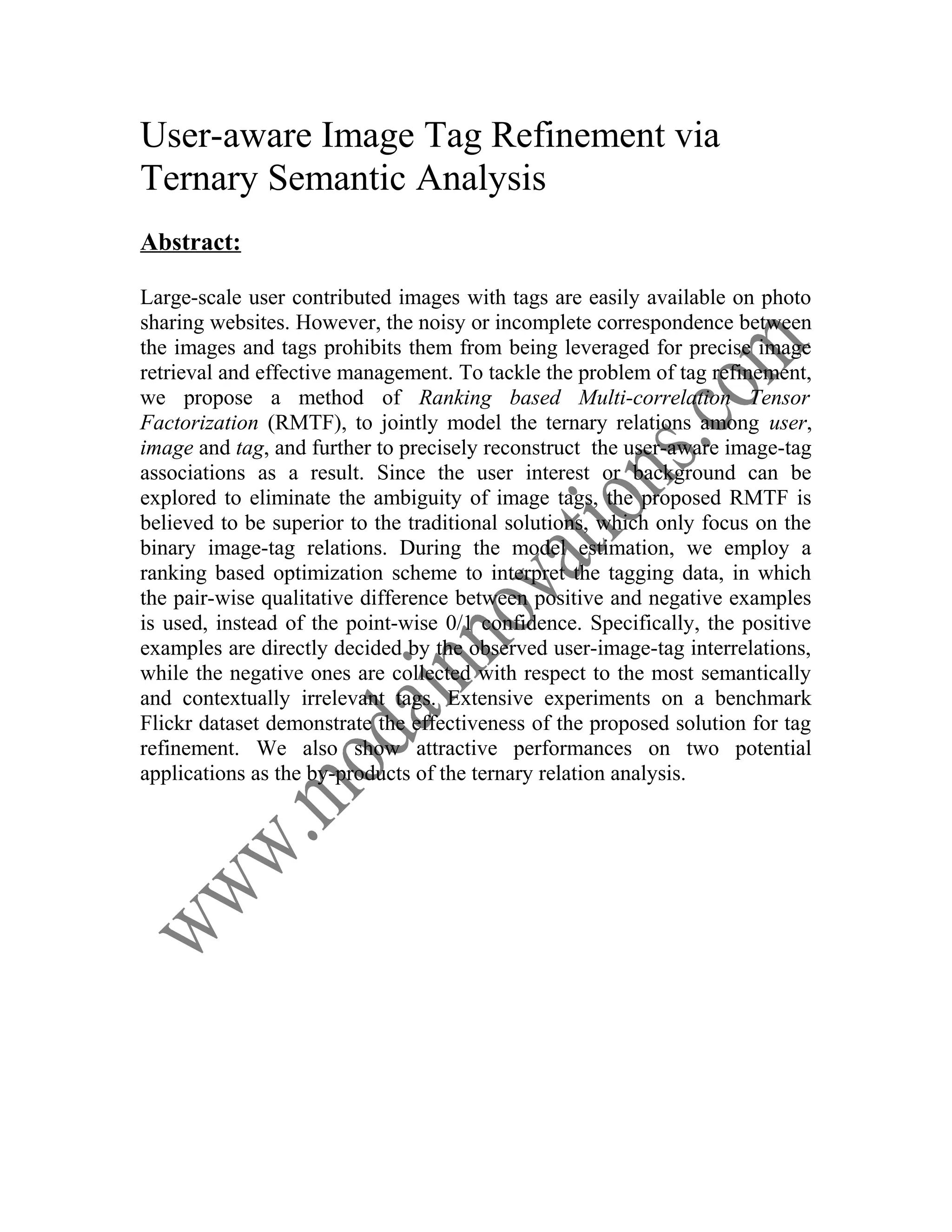 User aware image tag refinement | DOC