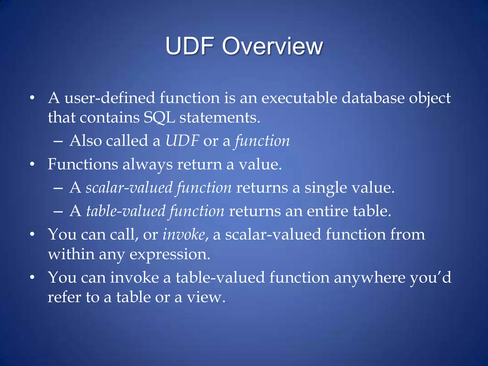 User Defined Functions Ppt