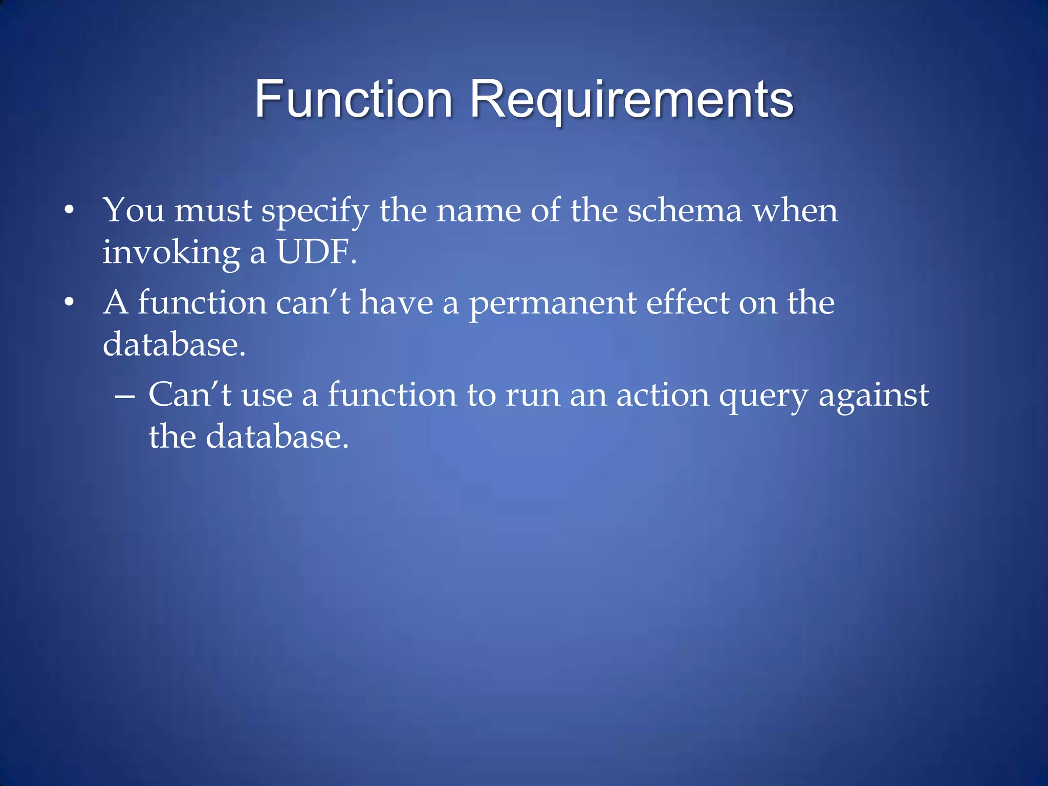 User Defined Functions Ppt