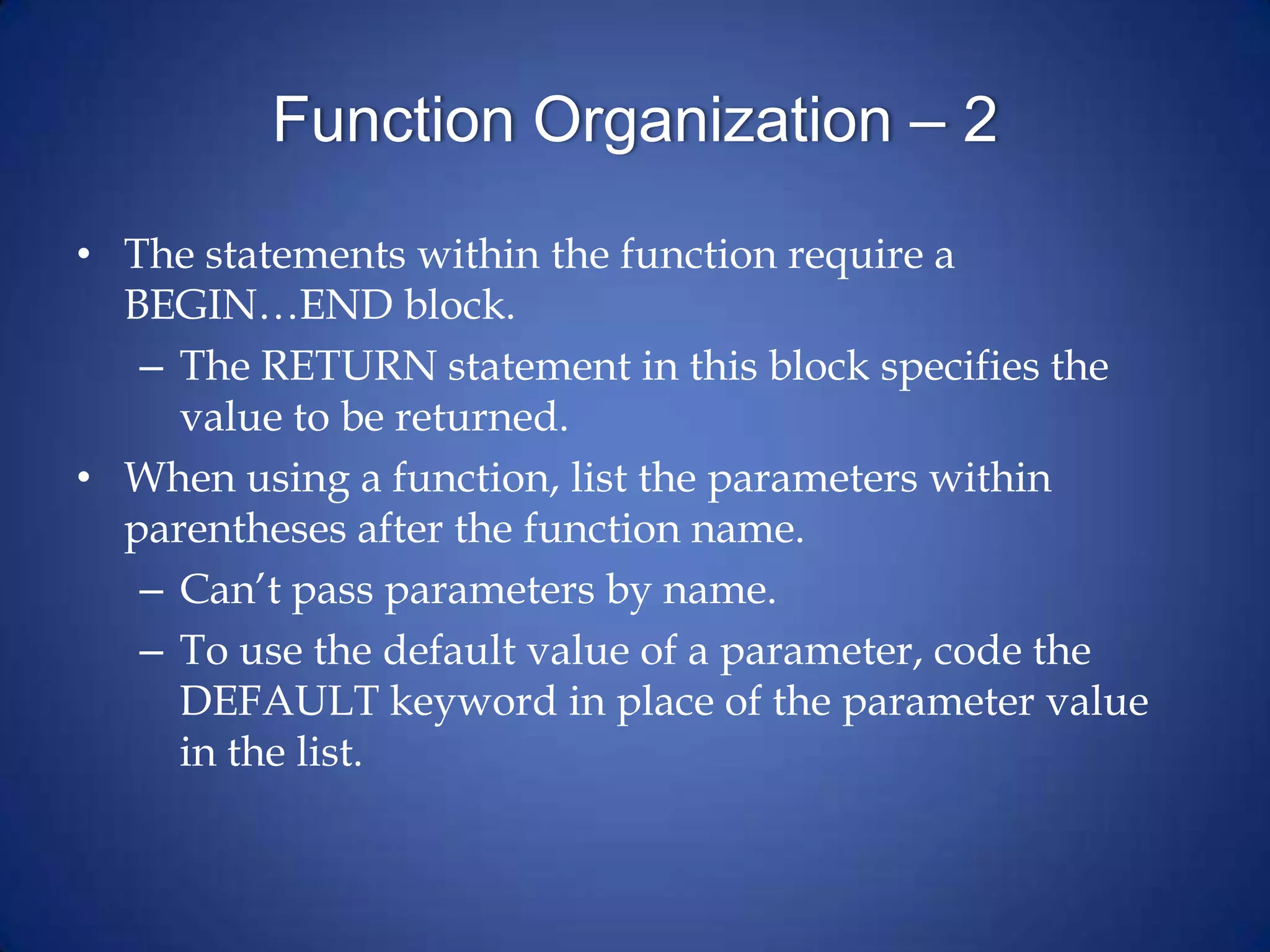 User defined functions | PPTX