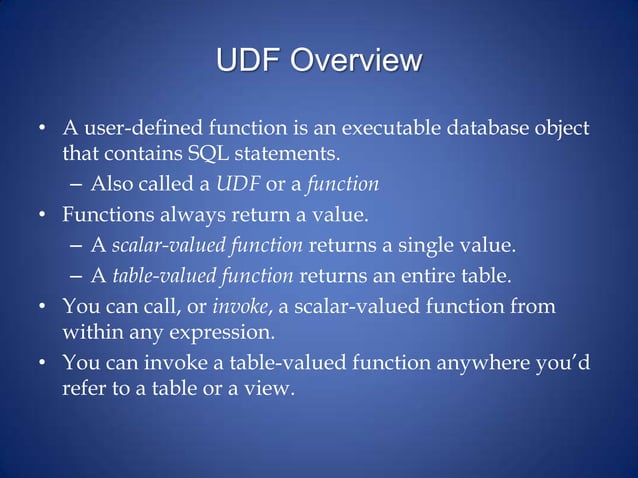 User Defined Functions Ppt 9473