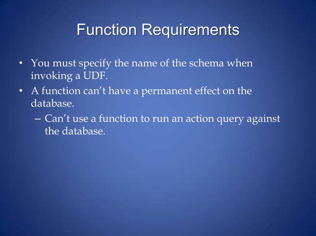 User Defined Functions Ppt