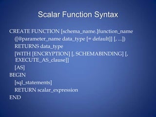 User defined functions | PPTX