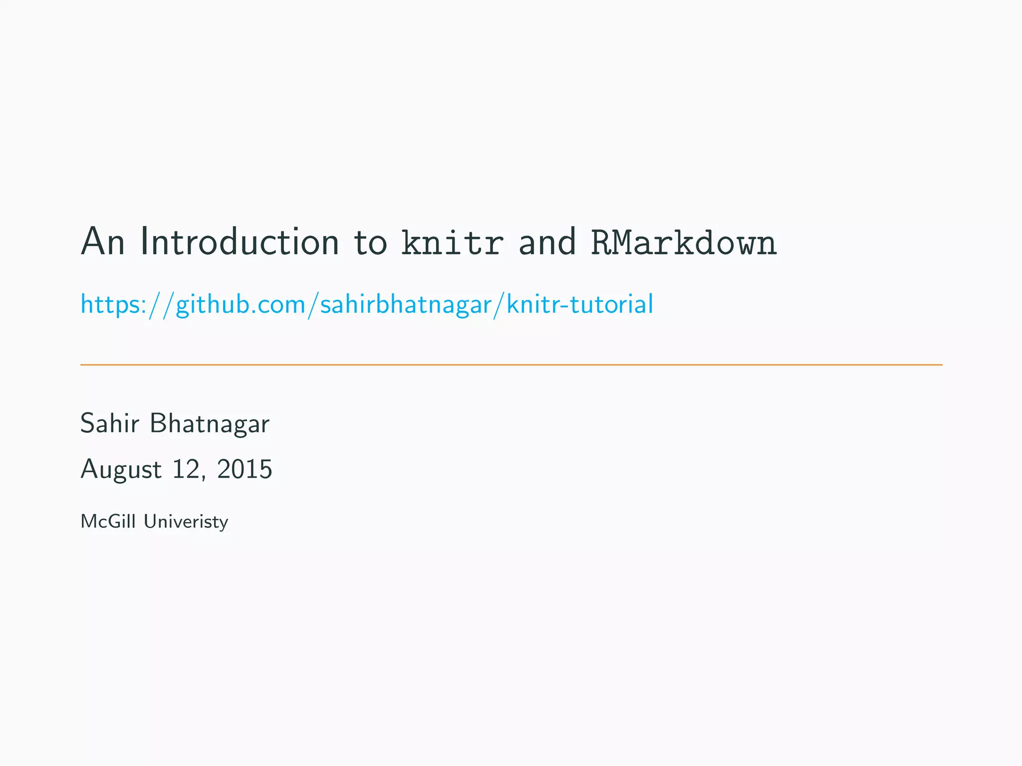 An introduction to knitr and R Markdown | PDF