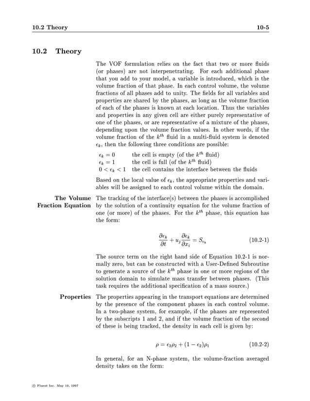 Chapter 10. VOF Free Surface Model | PDF