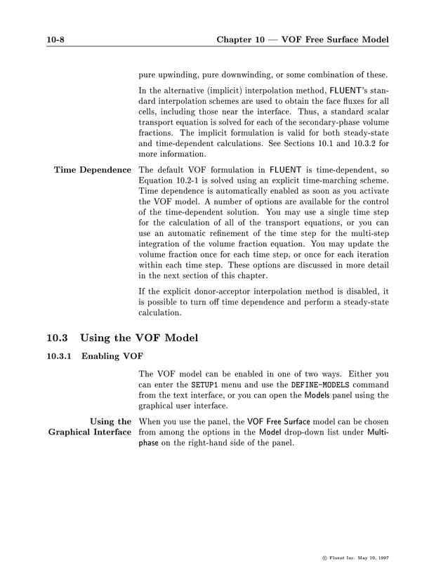 Chapter 10. VOF Free Surface Model | PDF