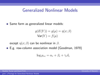 gnm: a Package for Generalized Nonlinear Models | PPT