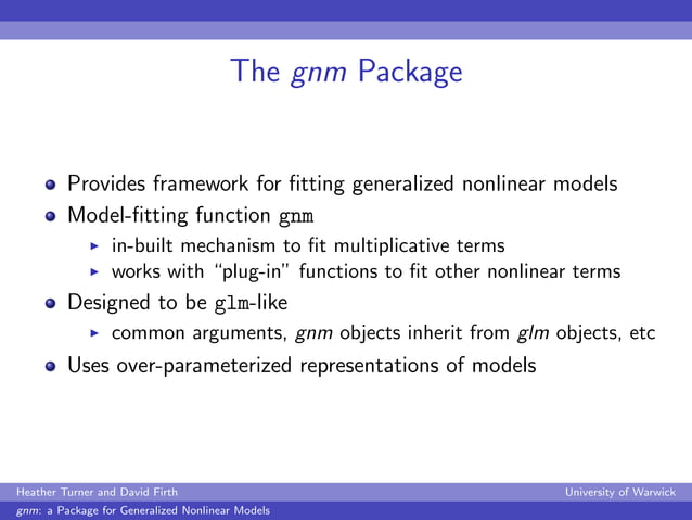 gnm: a Package for Generalized Nonlinear Models | PPT