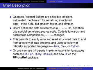 RProtoBuf: protocol buffers for R | PDF | Programming Languages | Computing