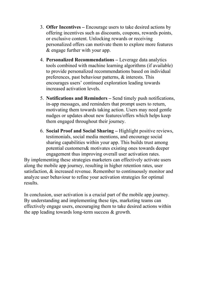 User Activation Along The Mobile App Journey Docx