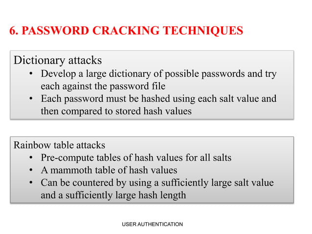 User authentication | PPTX | Operating Systems | Computer Software and Applications