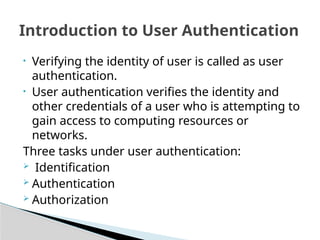 USER AUTHENTICATION in information security.pptx