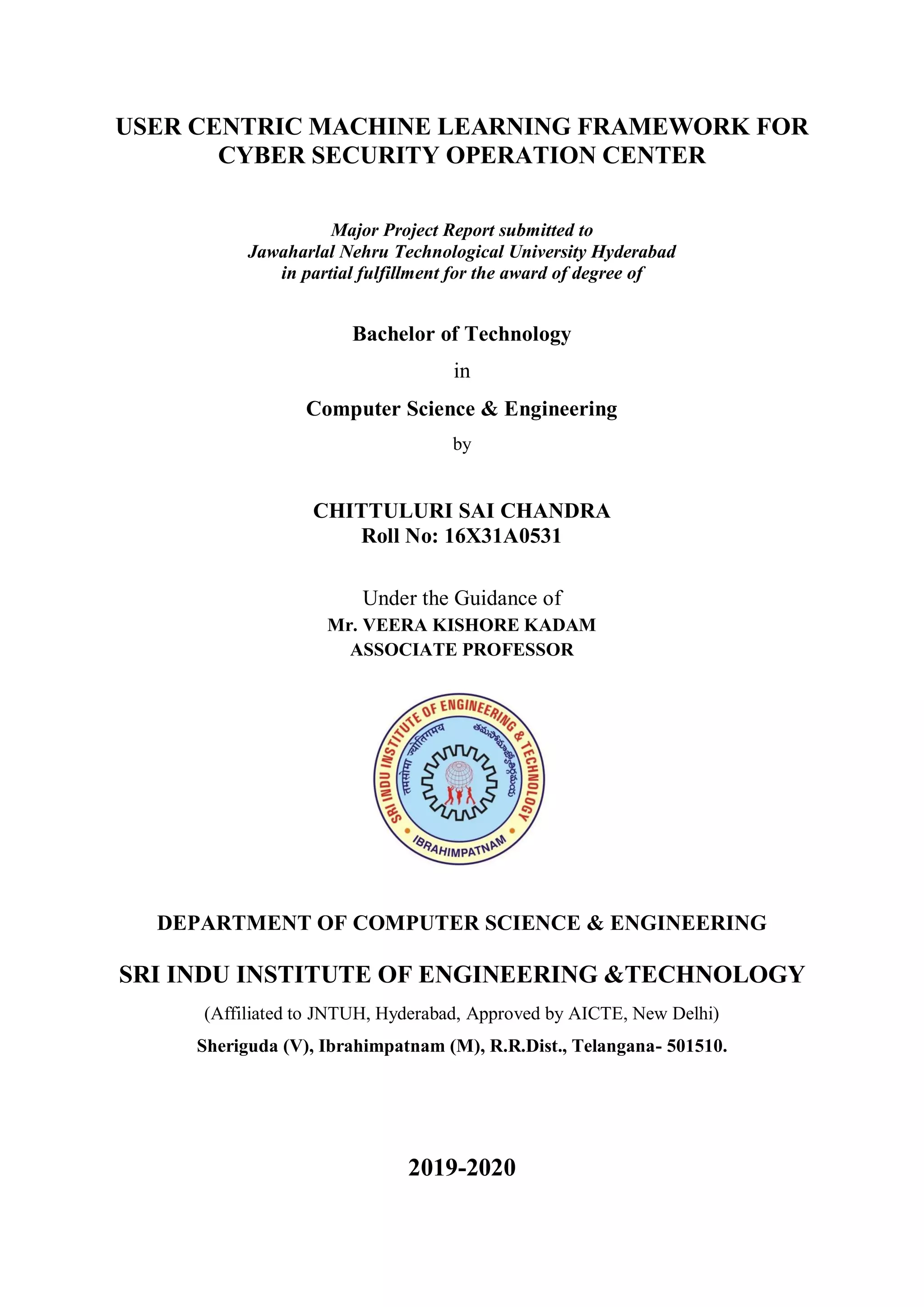 User centric machine learning for cyber security operation center | PDF