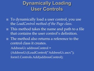 User controls | PPTX | Web Development | Internet