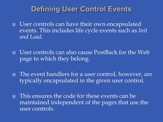 User controls | PPTX | Web Development | Internet