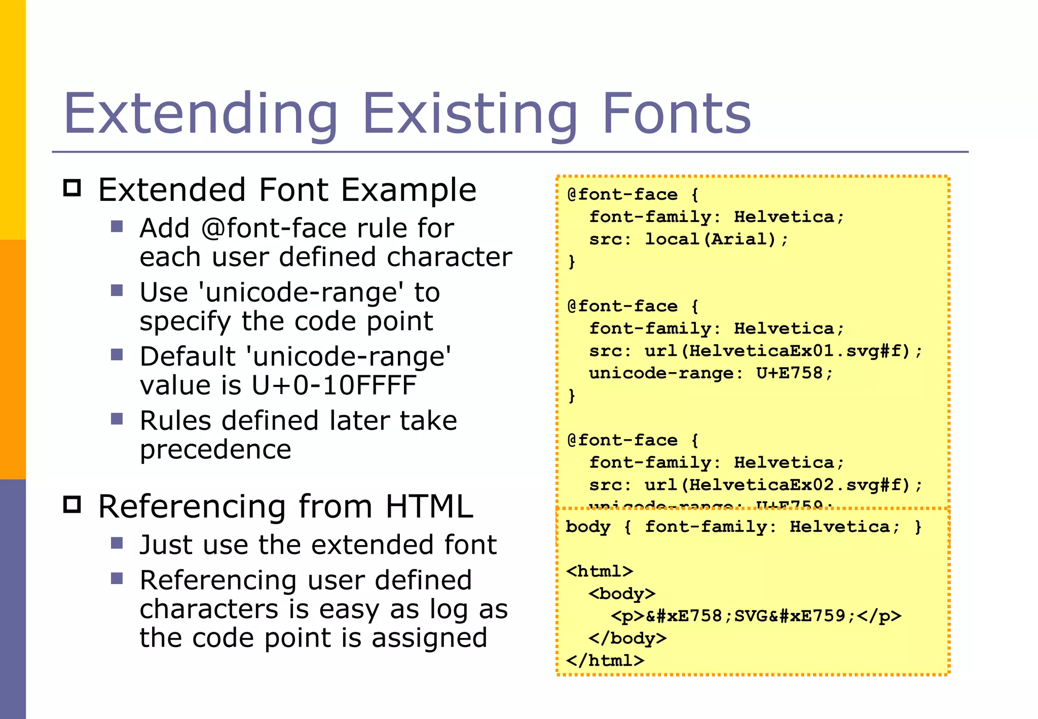 User Defined Characters and SVG Fonts | PPT