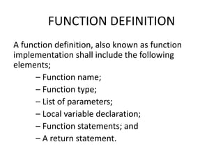 User defined function in c | PPT