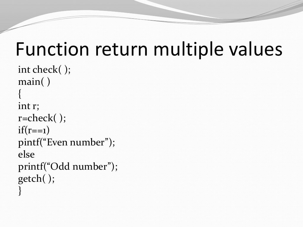 User Defined Functions In C
