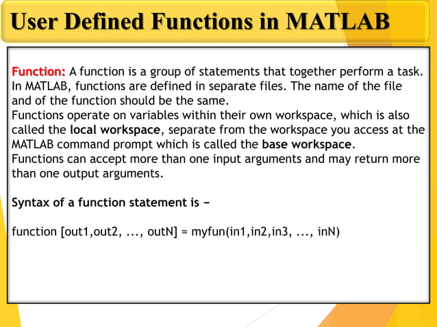 User defined functions in matlab | PDF