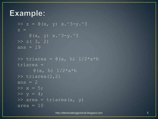 Anonymous and Inline Functions in MATLAB | PPT Anonymous and Inline Functions in MATLAB | PPT