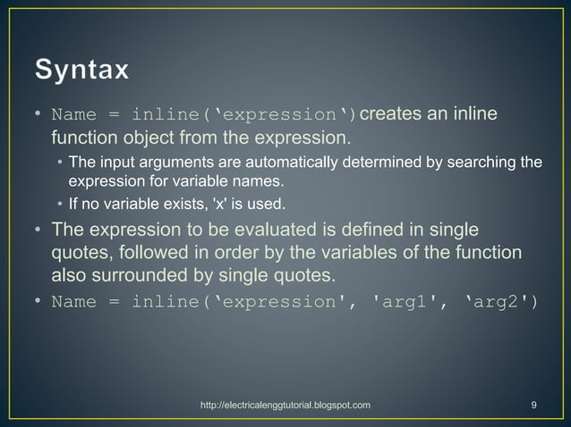 Anonymous and Inline Functions in MATLAB | PPT Anonymous and Inline Functions in MATLAB | PPT