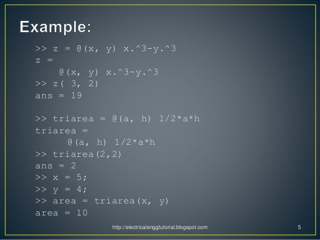 Anonymous And Inline Functions In Matlab