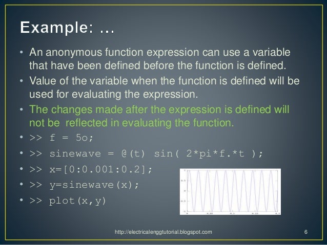 Anonymous And Inline Functions In Matlab