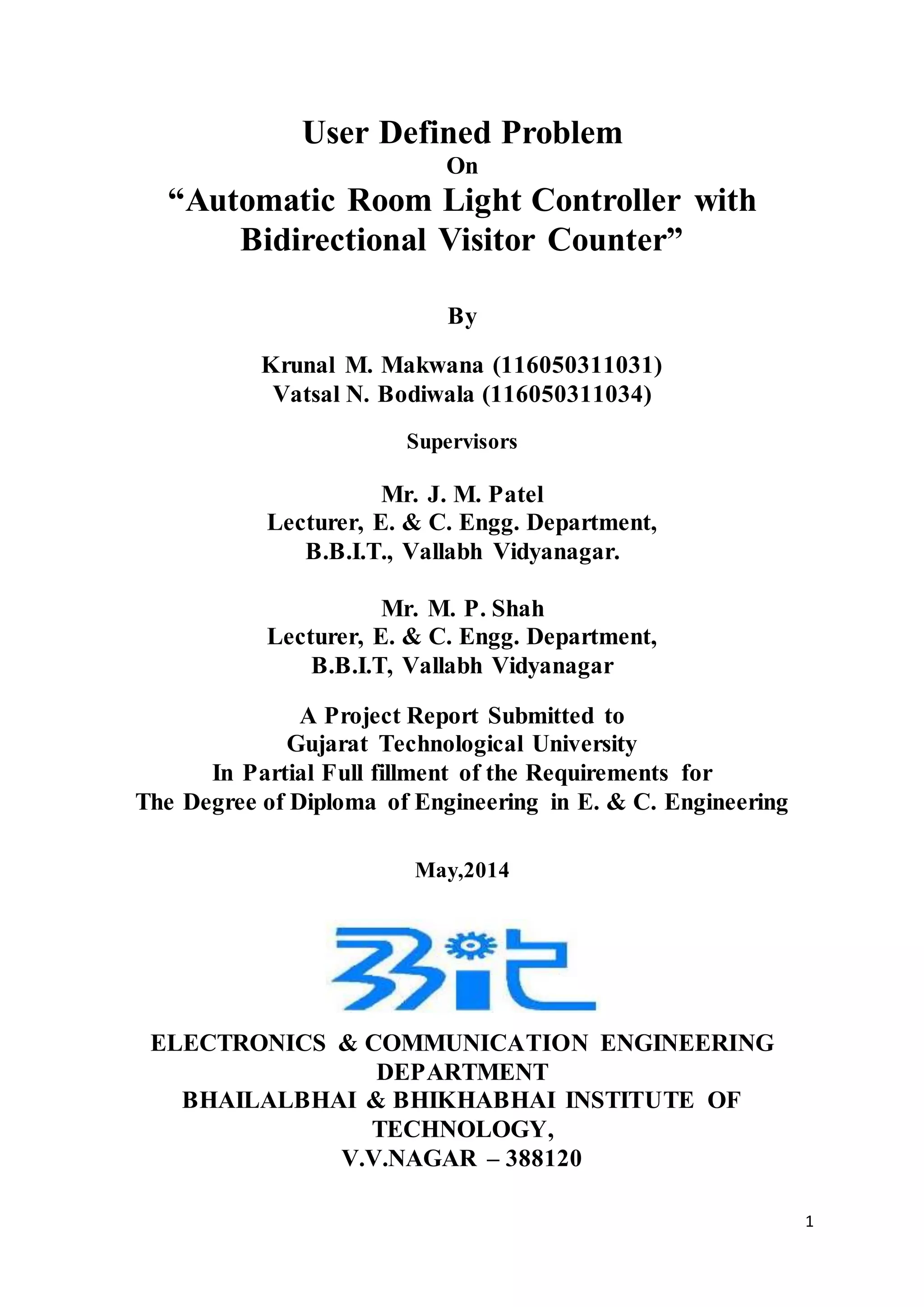 Automatic room light controller with bidirectional visitor counter ...