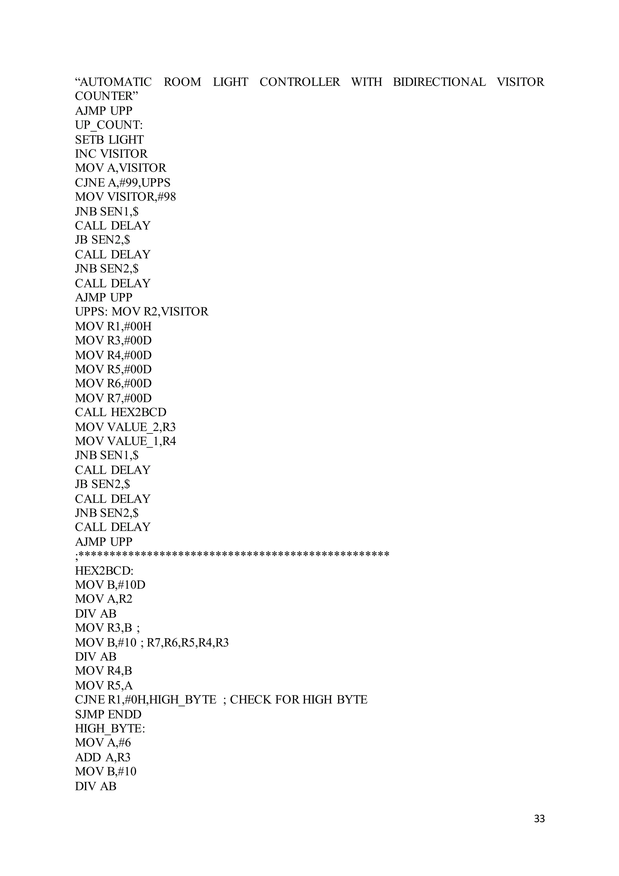 Automatic room light controller with bidirectional visitor counter ...