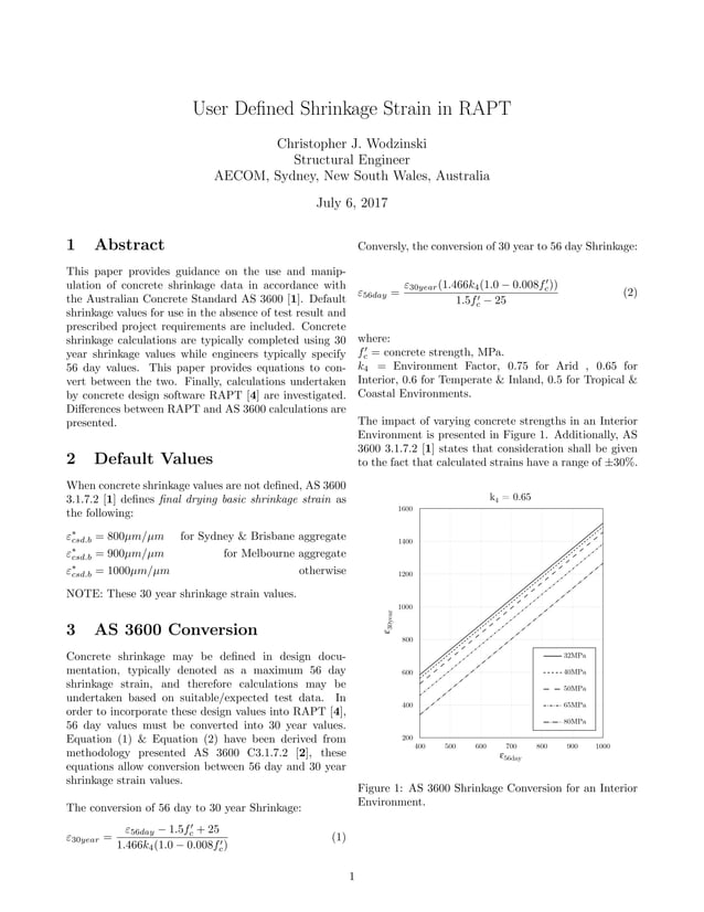 User Defined Shrinkage Strain in RAPT | PDF