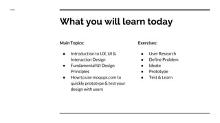 Introduction to UX Design Workshop | CodingGirls | PPT