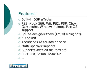 Useful Tools for Making Video Games - fmod (2008) | PPT