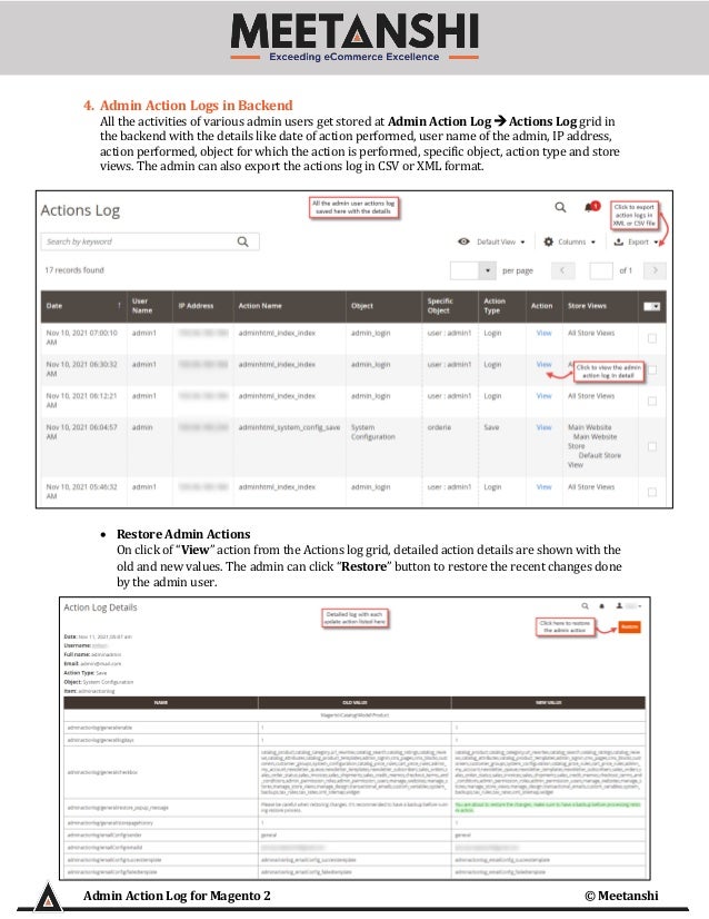Magento 2 Admin Action Log | PDF | Operating Systems | Computer Software and Applications