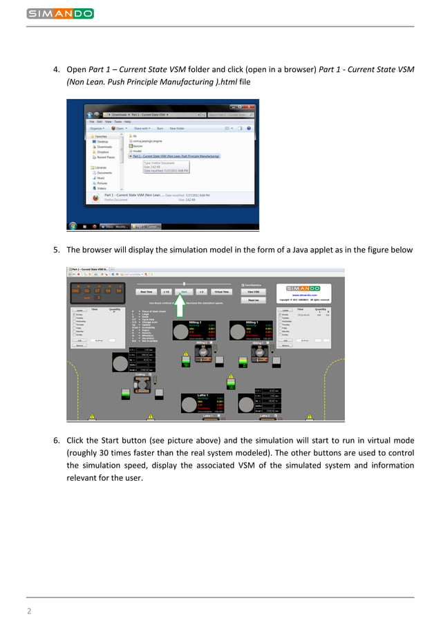 User guide - Value stream mapping simulation application part 1 (push principle) | PDF