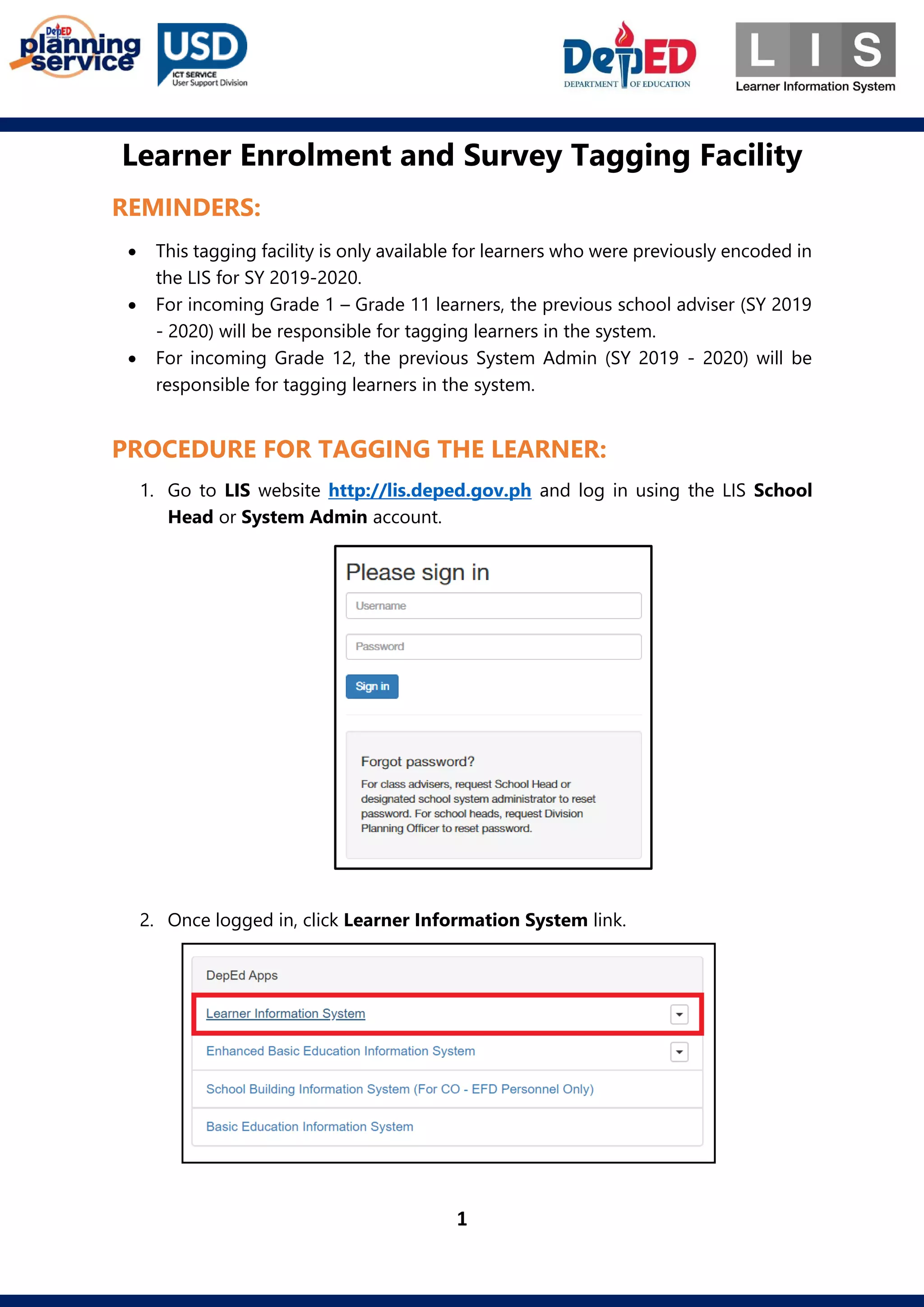 User guide for lesf facility school head system admin | PDF