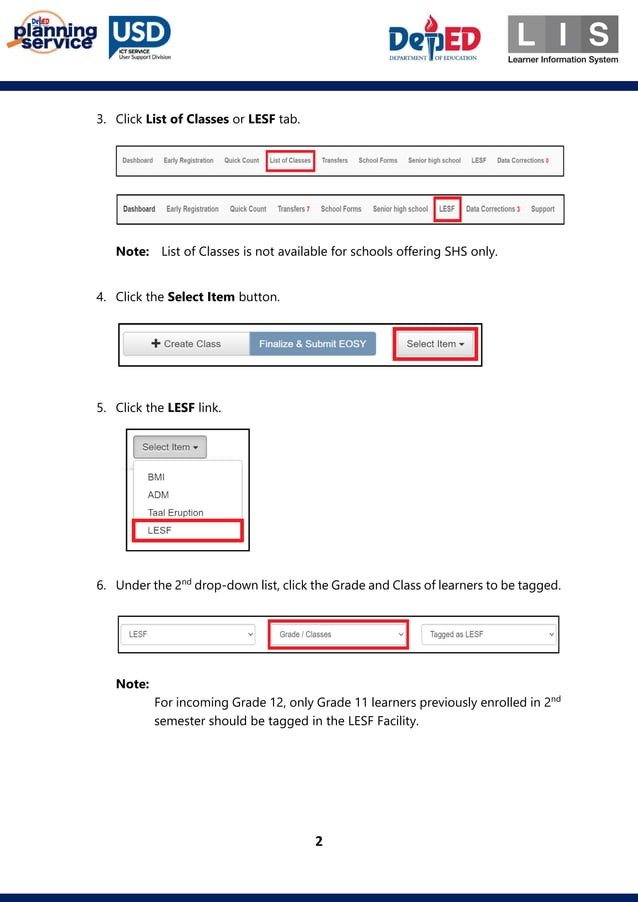 User guide for lesf facility school head system admin | PDF