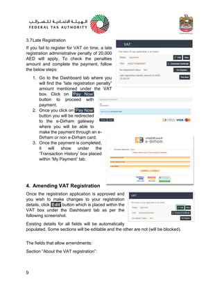 User Guide for Registration, Amendments & De-Registration for UAE VAT | PDF