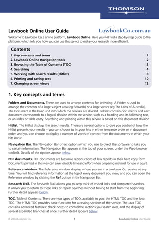 Lawbook Online Research Database user guide | PDF