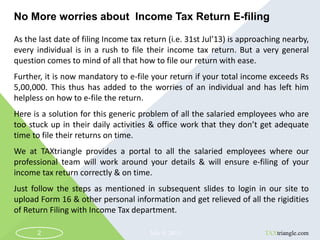 User guide on e filing of itr | PPT