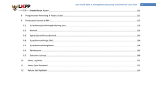 User guide spse 4.3 pengadaan langsung transaksional juni 2020 | PDF