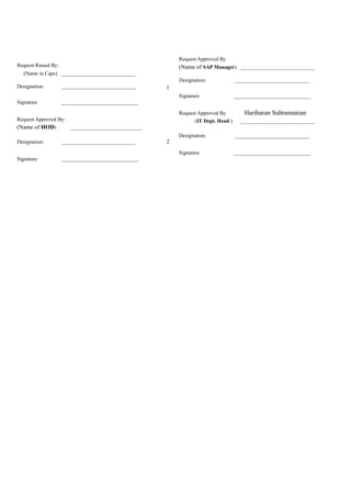 User id creation form | RTF