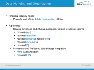 How to use R in different professions: R In Finance (Speaker: Gabriel Foix, Mirai Solutions) | PDF