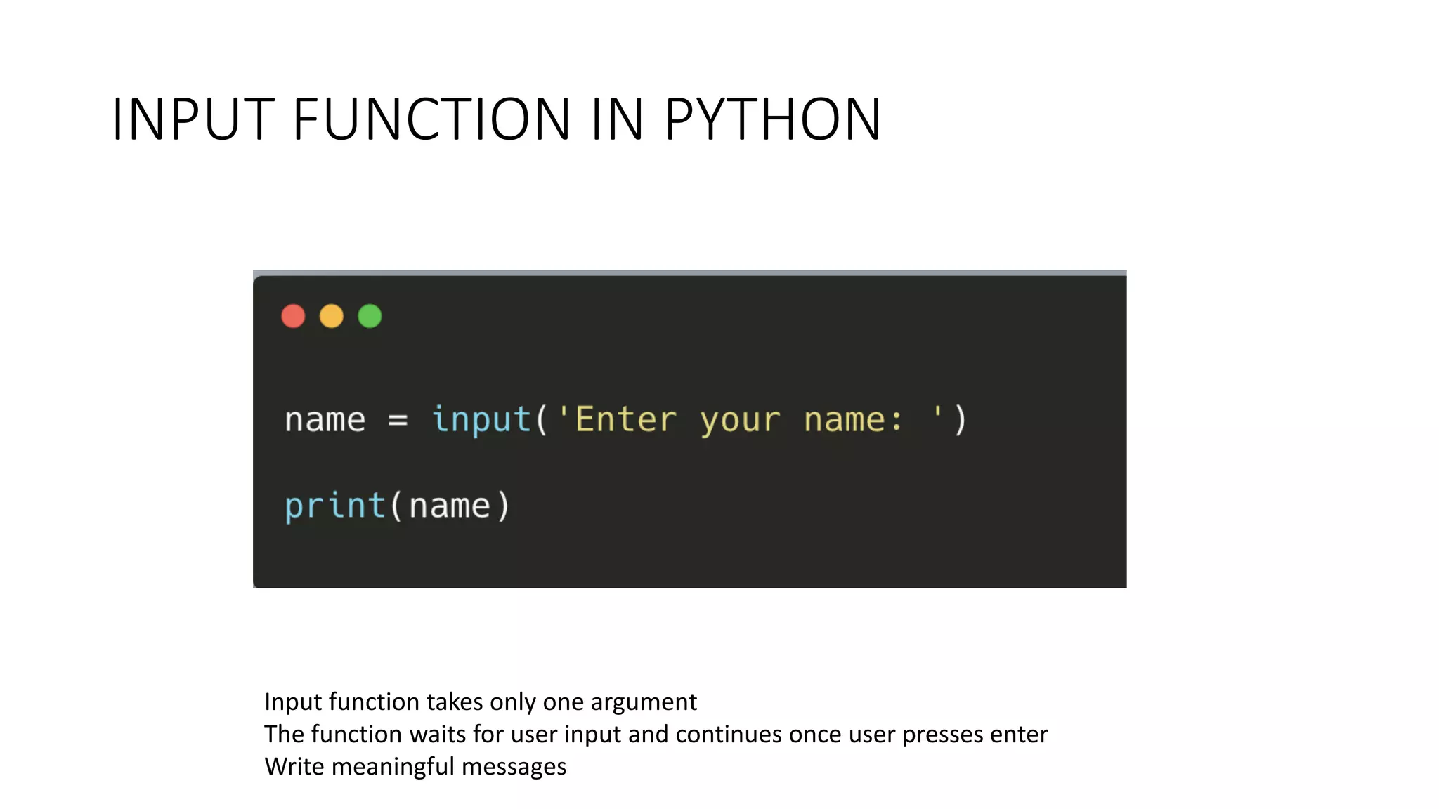 Part 8 Python Tutorial User Input In Python With Examples Ppt