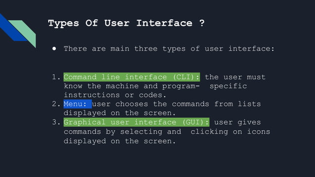 Types of User interface | PPTX | Operating Systems | Computer Software ...