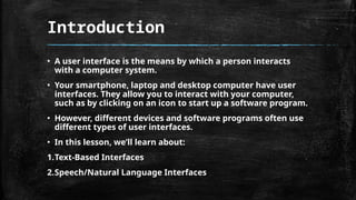 User interface presentation for esl students learning IT | PPT