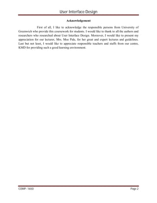 User Interface Design (University of Greenwich BIT Coursework) by Nay ...