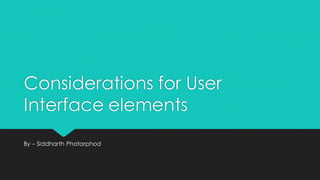 User interface elements considerations | PDF
